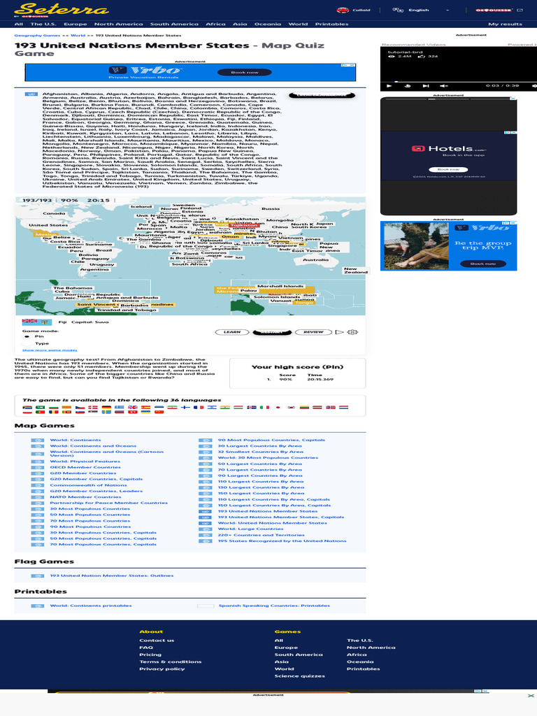 193 United Nations Member States - Map Quiz Game - Seterra | PDF | Africa