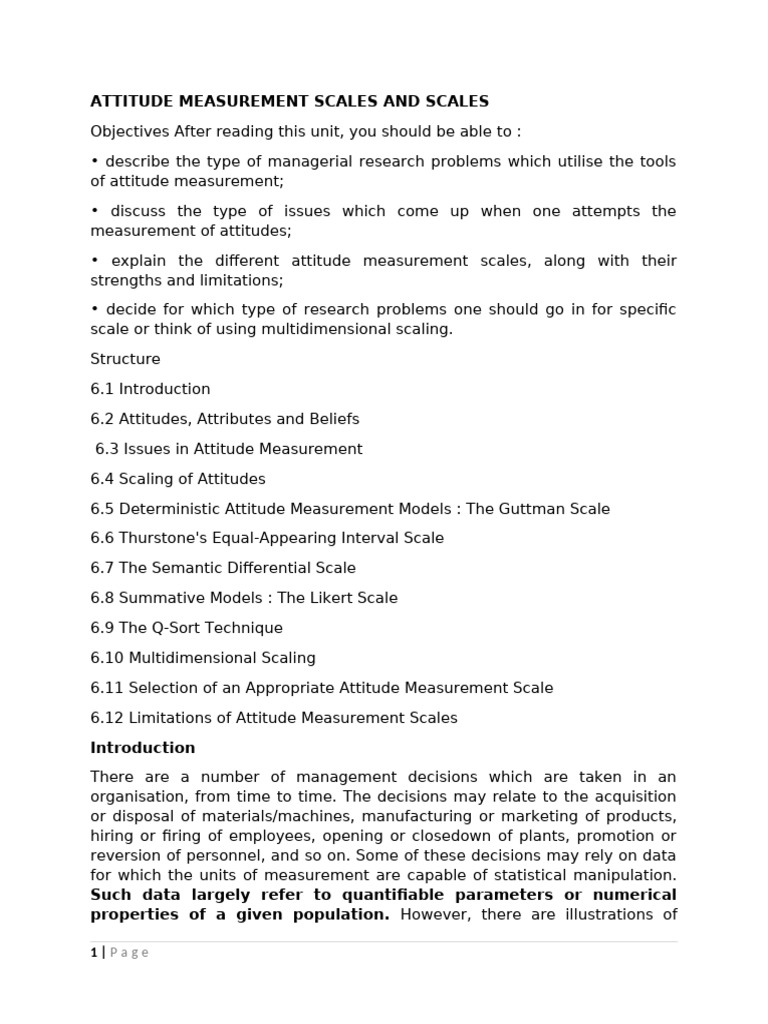 Attitude Measurement Scales and Scales | PDF | Level Of Measurement ...