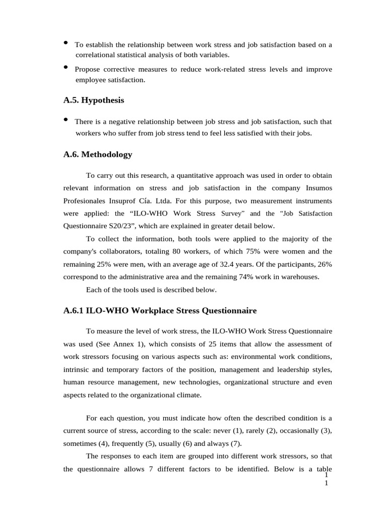 Occupational Stress Questionnaire ILO-WHO | PDF | Occupational Stress ...