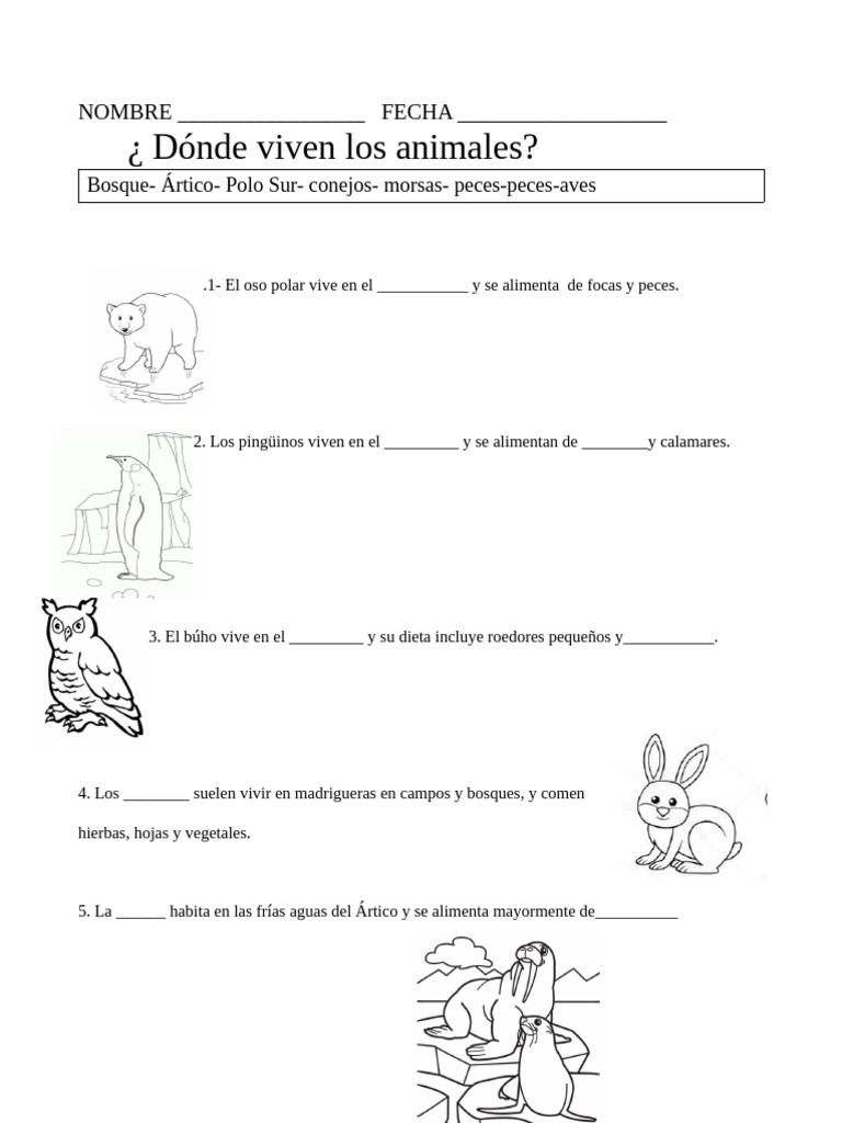 Animales Del Artico y Del Bosque | PDF