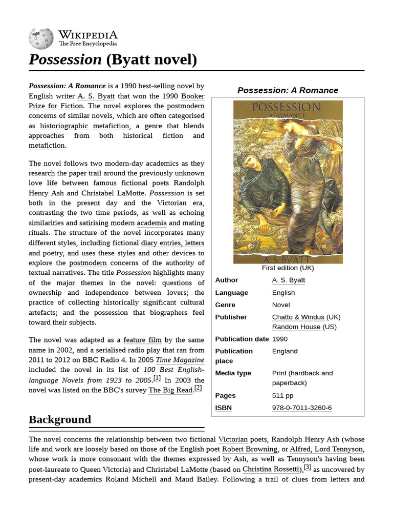 Possession_(Byatt_novel) | PDF | Novels