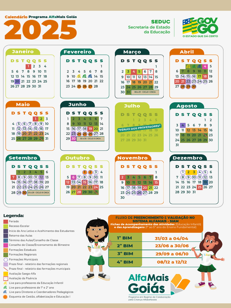 CALENDÁRIO - SEDUC - 2025 (Atualizado) | PDF