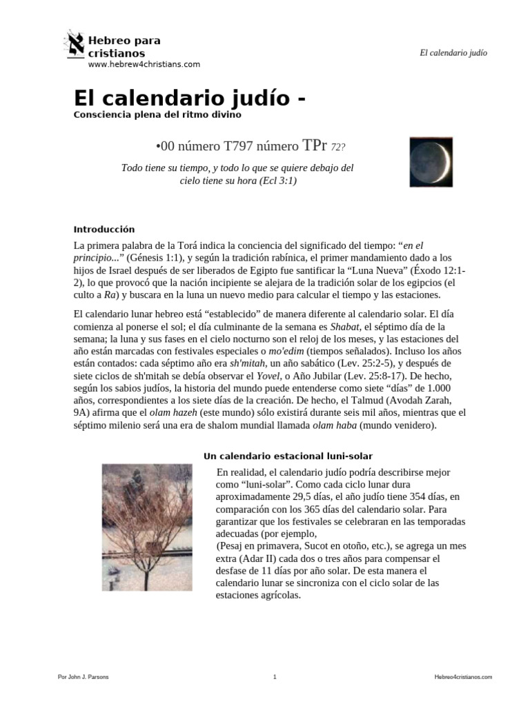 Calendario Judío: Estructura y Significado | PDF | Calendario hebreo ...