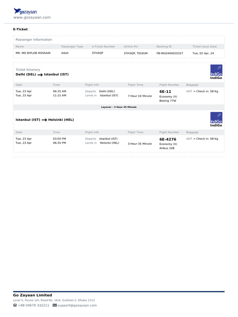 Flight Ticket 1 | PDF