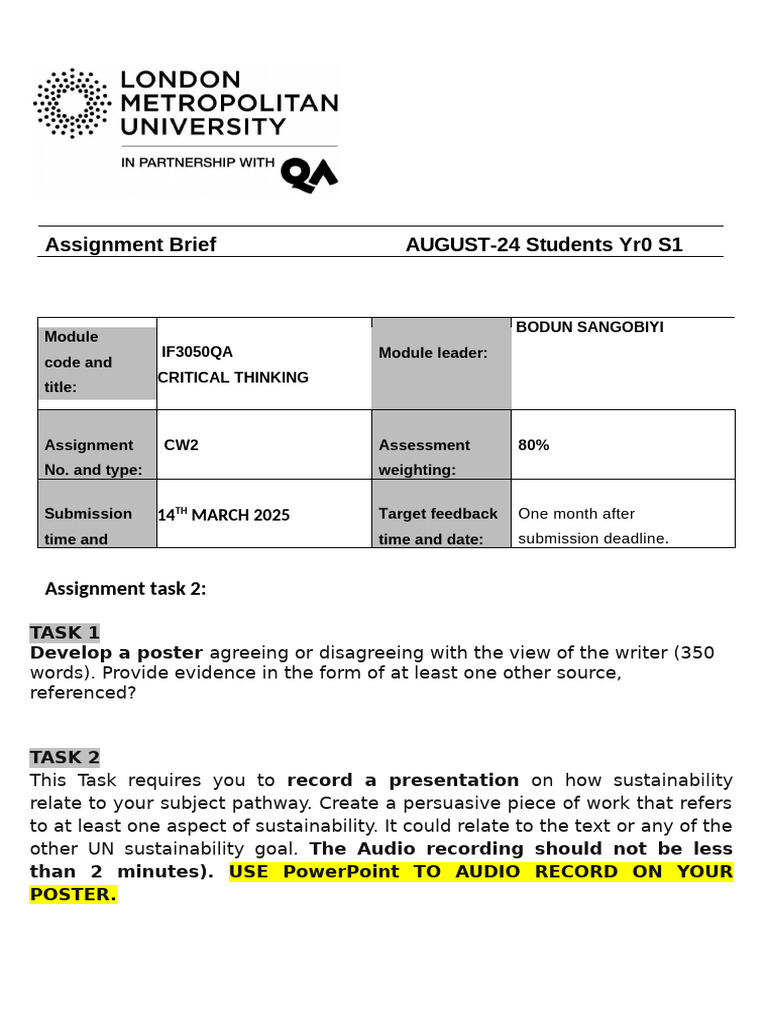 Assignment Brief - Assessment 2 | PDF