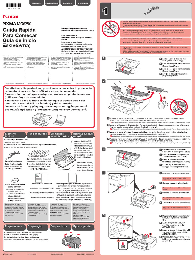 PIXMA_MG6200_GettingStarted_MultiLanguage_ES_IT_PT_v1.0 | PDF