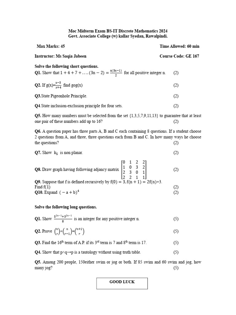 Moc Mid Exam | PDF | Theoretical Computer Science | Graph Theory