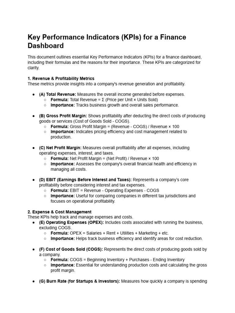 Here's A Breakdown of The Important Key Performanc... | PDF | Return On ...