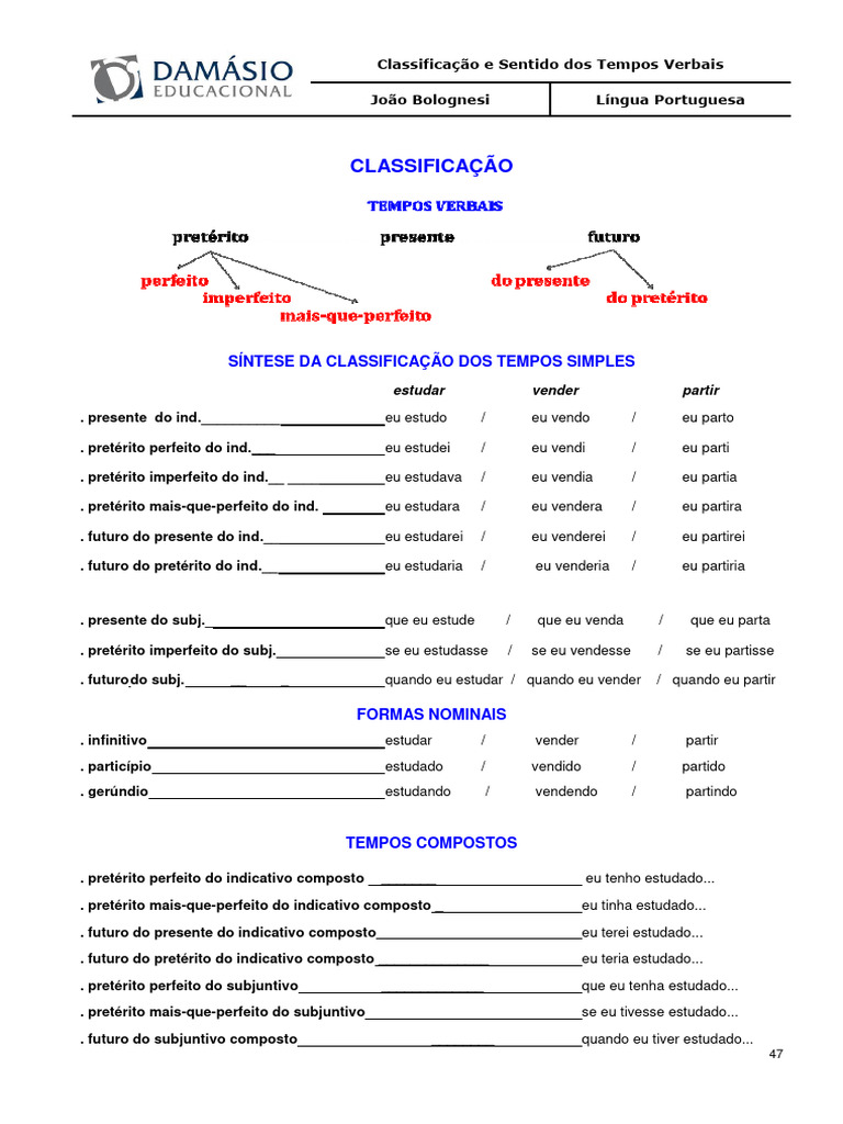 Sentido Dos Tempos Verbais | PDF | Gramática | Linguística
