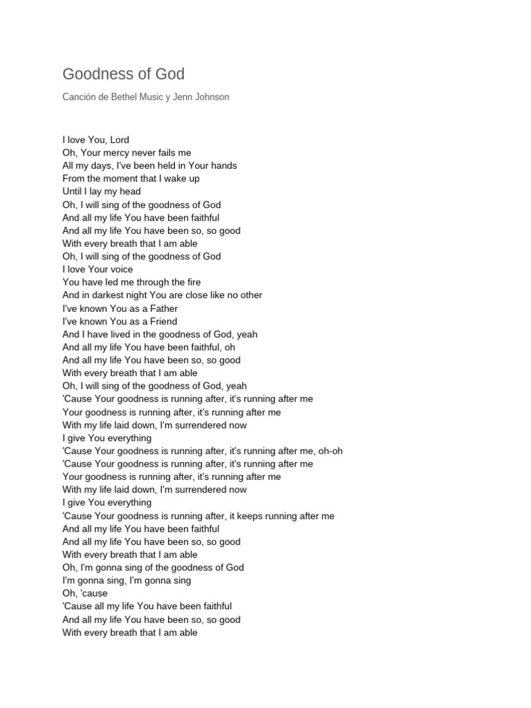 Goodness of God | PDF