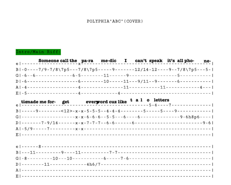 Polyphia ABC (Cover) TABS | PDF