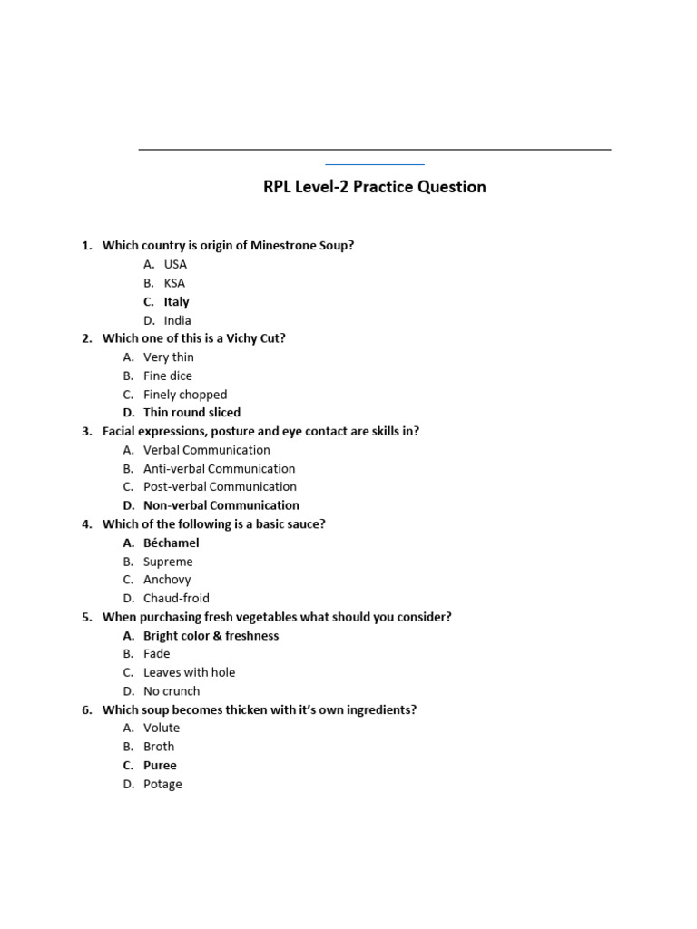 level 2 Q&A | PDF | Soup | Stock (Food)