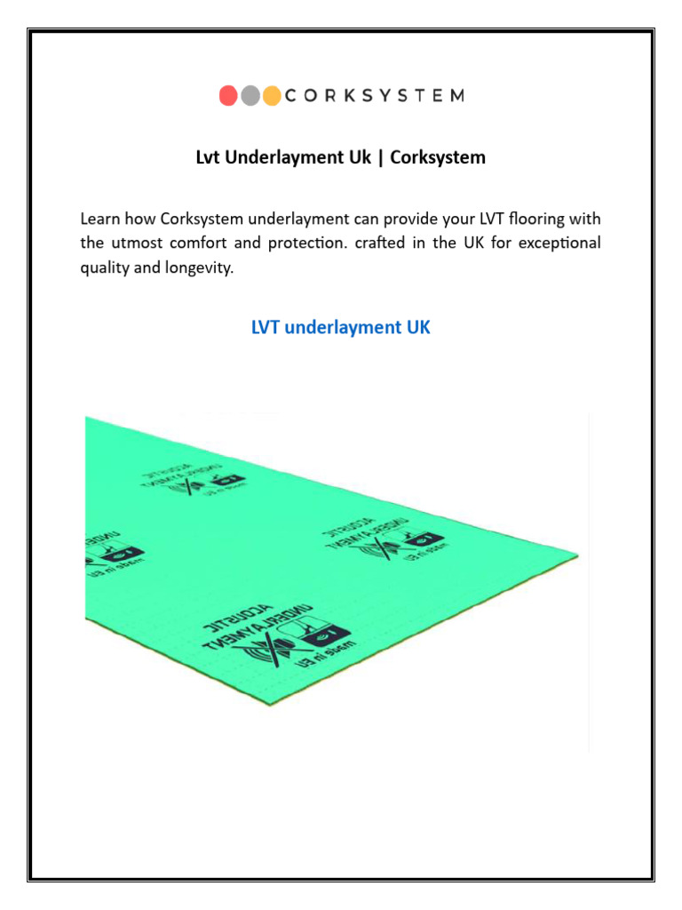 LVT Underlayment Uk Corksystem | PDF