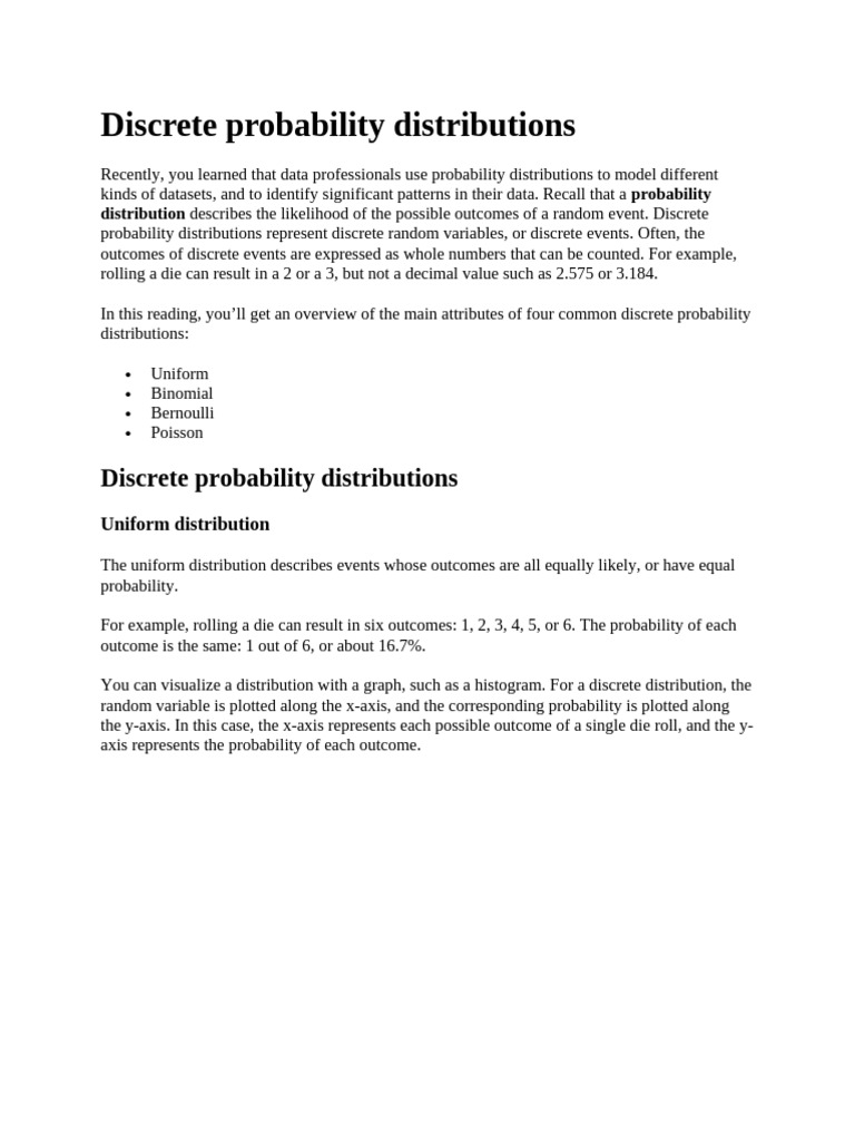 Overview of Discrete Probability Distributions | PDF | Probability ...