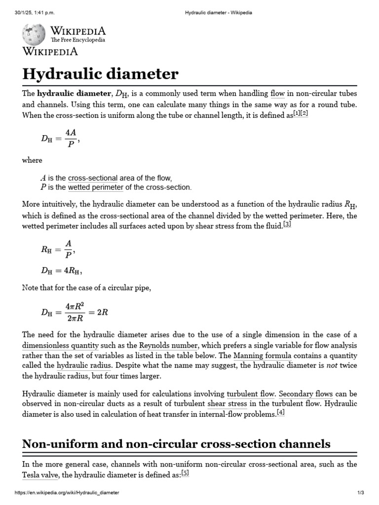 Understanding Hydraulic Diameter | PDF | Continuum Mechanics | Chemical ...