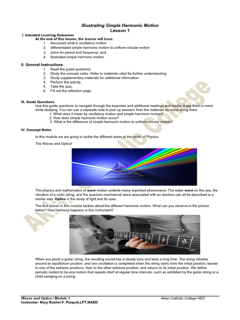 Waves and Optics. Lesson 1 2 | PDF | Waves | Frequency