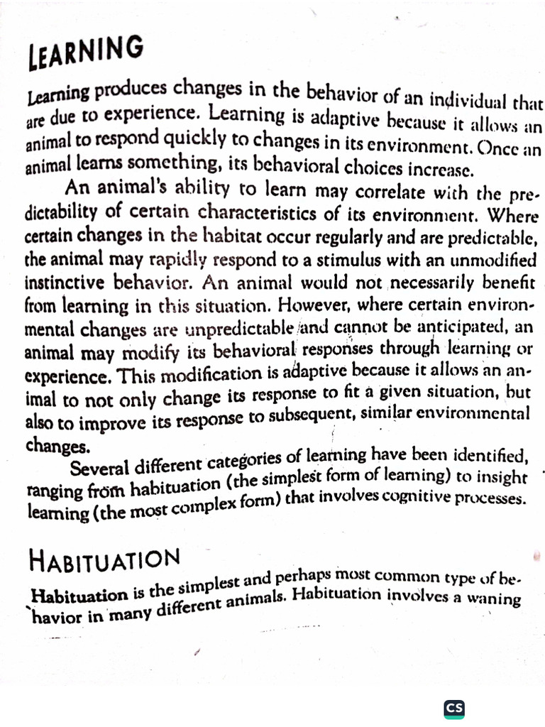 Learning Behavior of Animals | PDF
