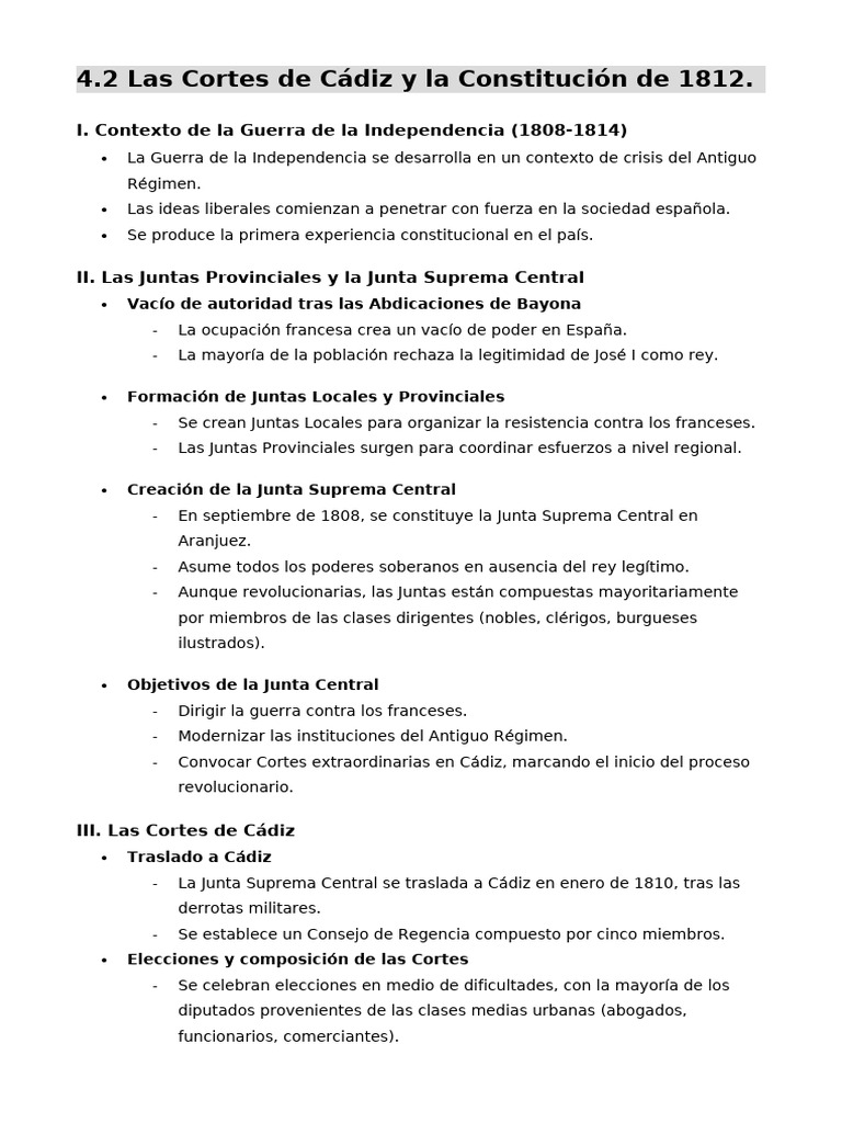 Cortes de Cádiz y Constitución de 1812 | PDF | Gobierno | Ciencias ...