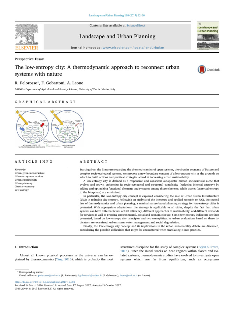 Low-Entropy City: Urban Sustainability Insights | PDF | Ecology ...