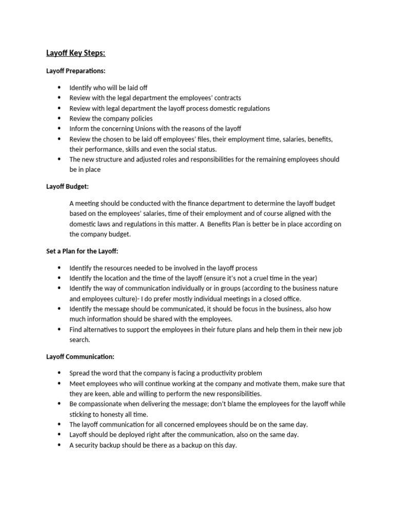 Layoff Key Steps | PDF