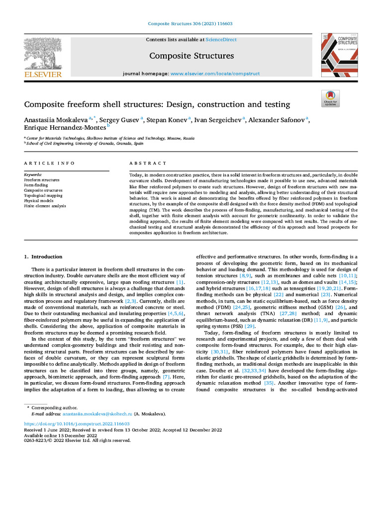 Composite Freeform Shell Structures - Design, Construction and Testing ...