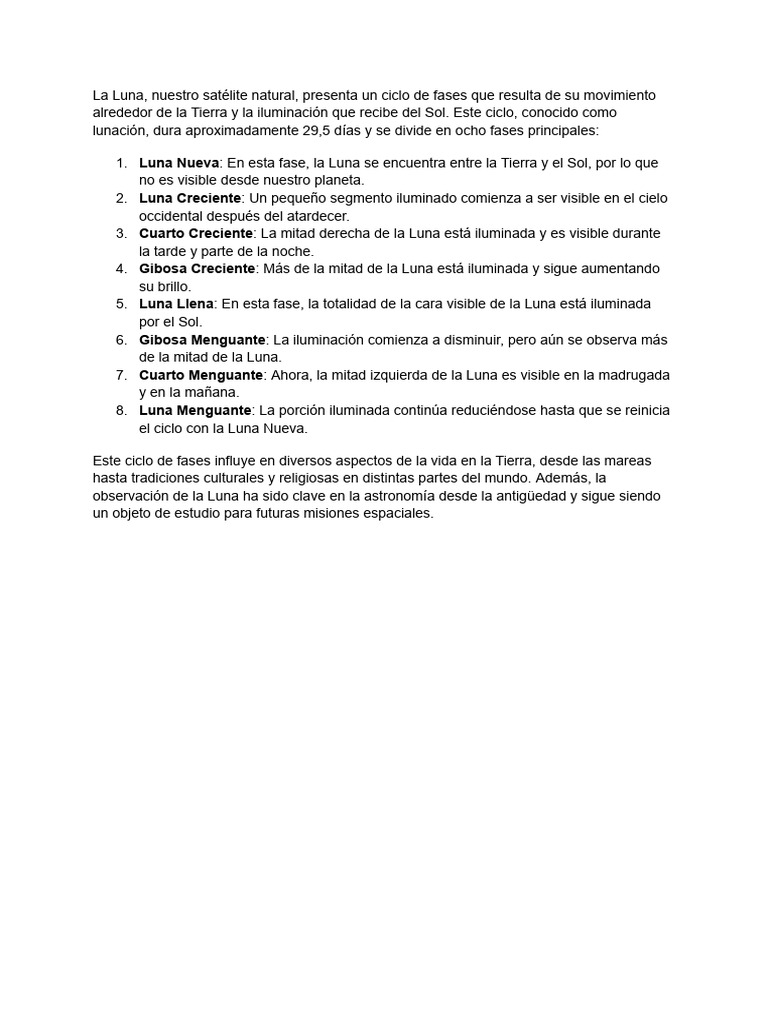 La Luna, nuestro satélite natural | PDF
