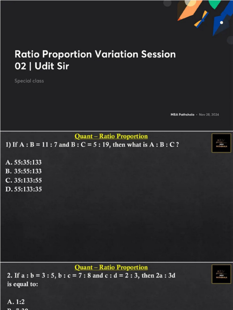 Ratio Proportion Variation Session 02 Udit Sir With Anno | PDF