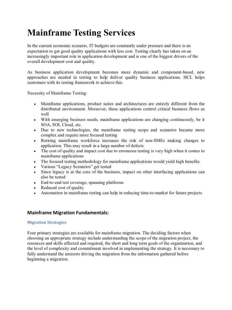 Mainframe Testing Notes Pdf Mainframe Computer Application Software