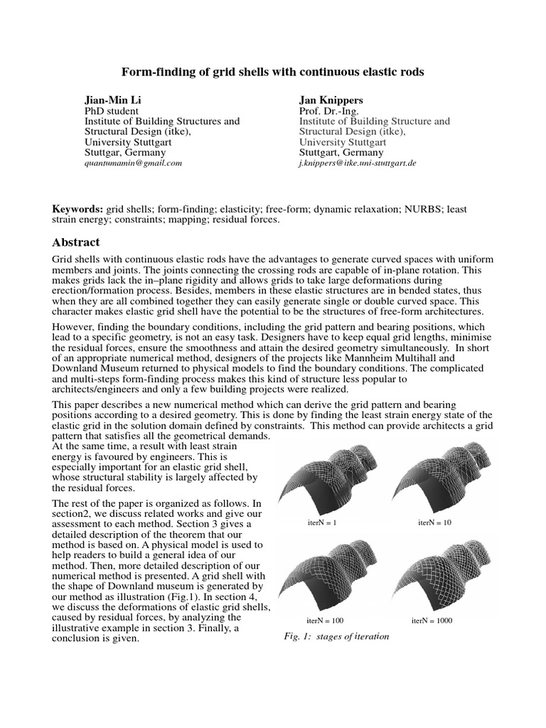 Form-Finding of Grid Shells With Continuous Elastic Rods | PDF ...