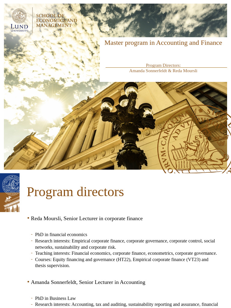 Master Program in Accounting and Finance | PDF | Strategic Management ...