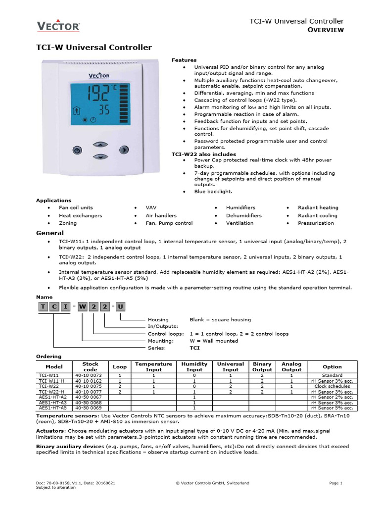 70-00-0158_TCI-W_V1-1 | PDF | Parameter (Computer Programming) | Sensor