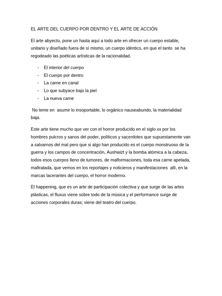 El Arte Abyecto y el Cuerpo Monstruoso | PDF