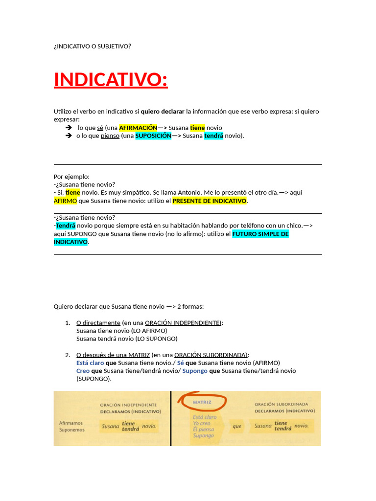 Indicativo vs. Subjuntivo en Español | PDF | Verbo