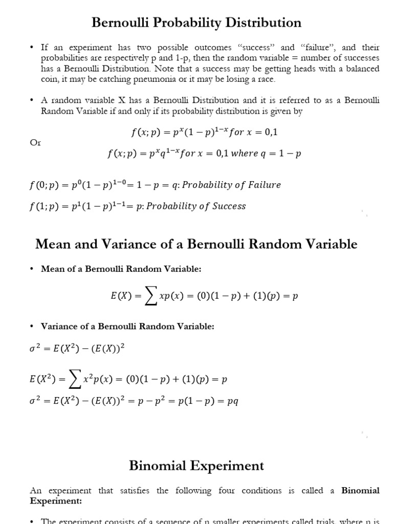 Topic 4_Bernoulli and Binomial Probability Distributions | PDF | Scientific Method ...