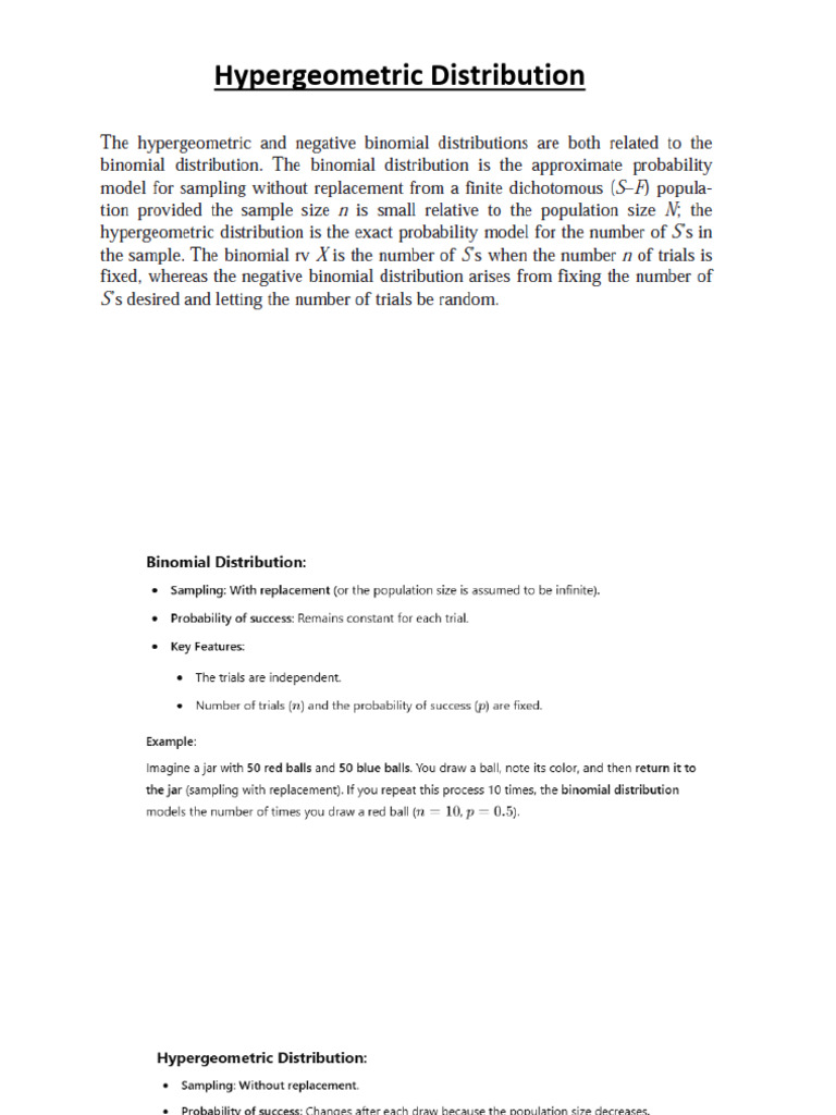 Topic 5 - Hypergeometric Distributions | PDF