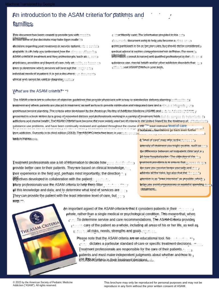 ASAM Criteria Overview for Patients | PDF | Mental Disorder | Substance ...