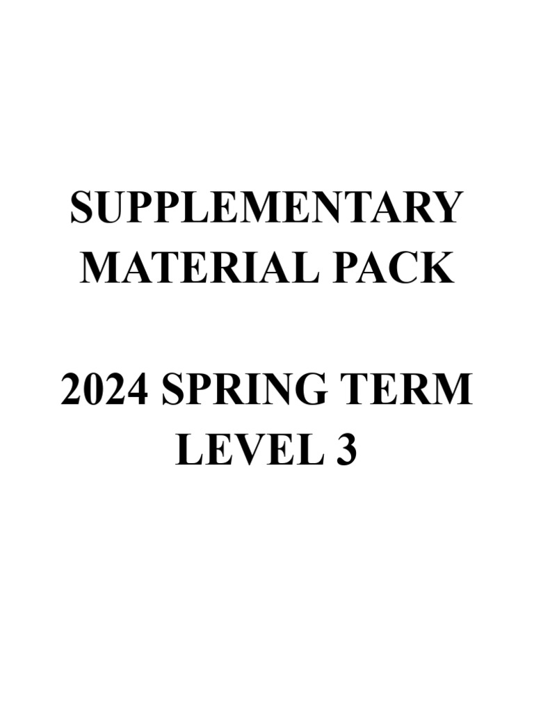 Level 3 - Supplementary Pack - Spring 2024 | PDF | Question | Verb