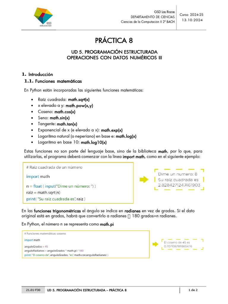 CCOMP2 - UD5. Práctica 8 Calculo III | PDF | Funciones trigonométricas | Pi