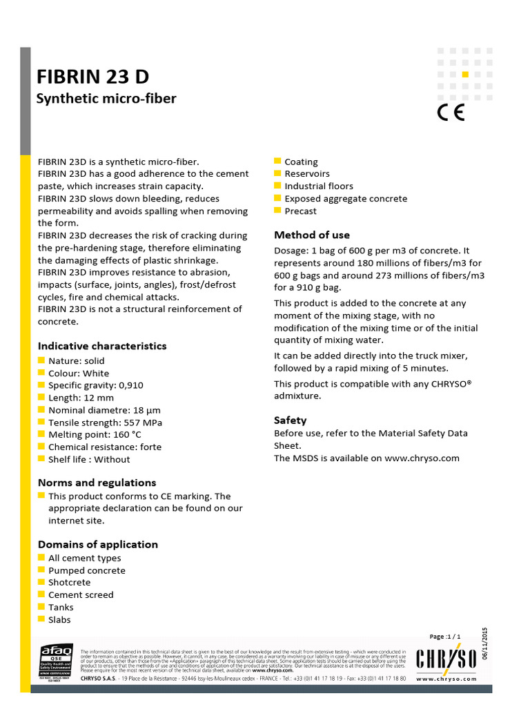 FIBRIN 23D: Synthetic Micro-Fiber for Concrete | PDF