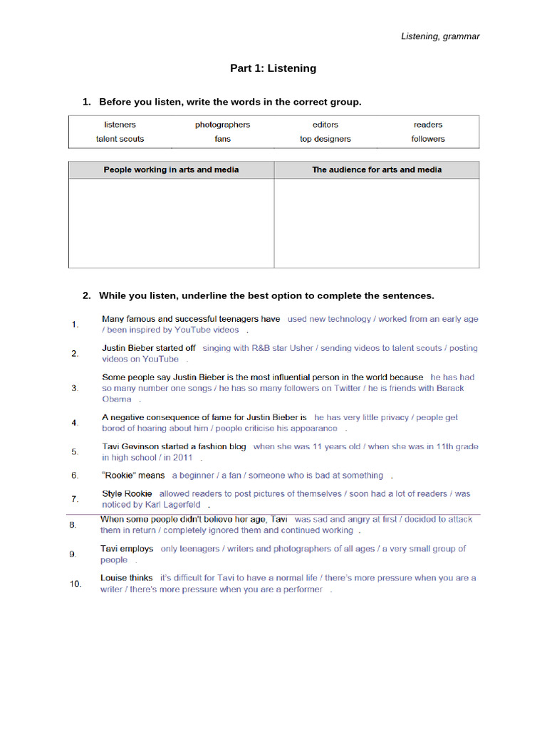Listening, Grammar (Past Tenses) | PDF
