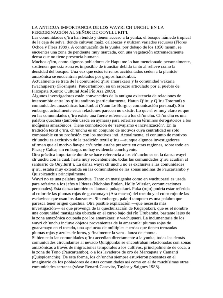 La Antigua Importancia de Los Wayri CH | PDF