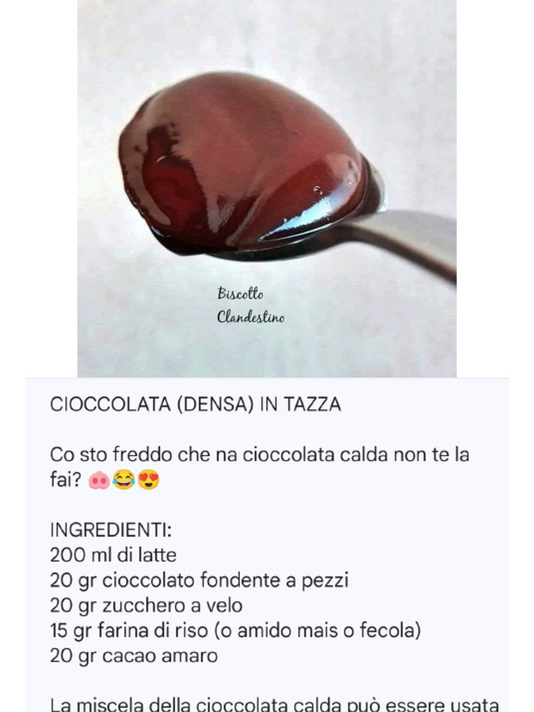 Ricetta Cioccolata densa in Tazza | PDF