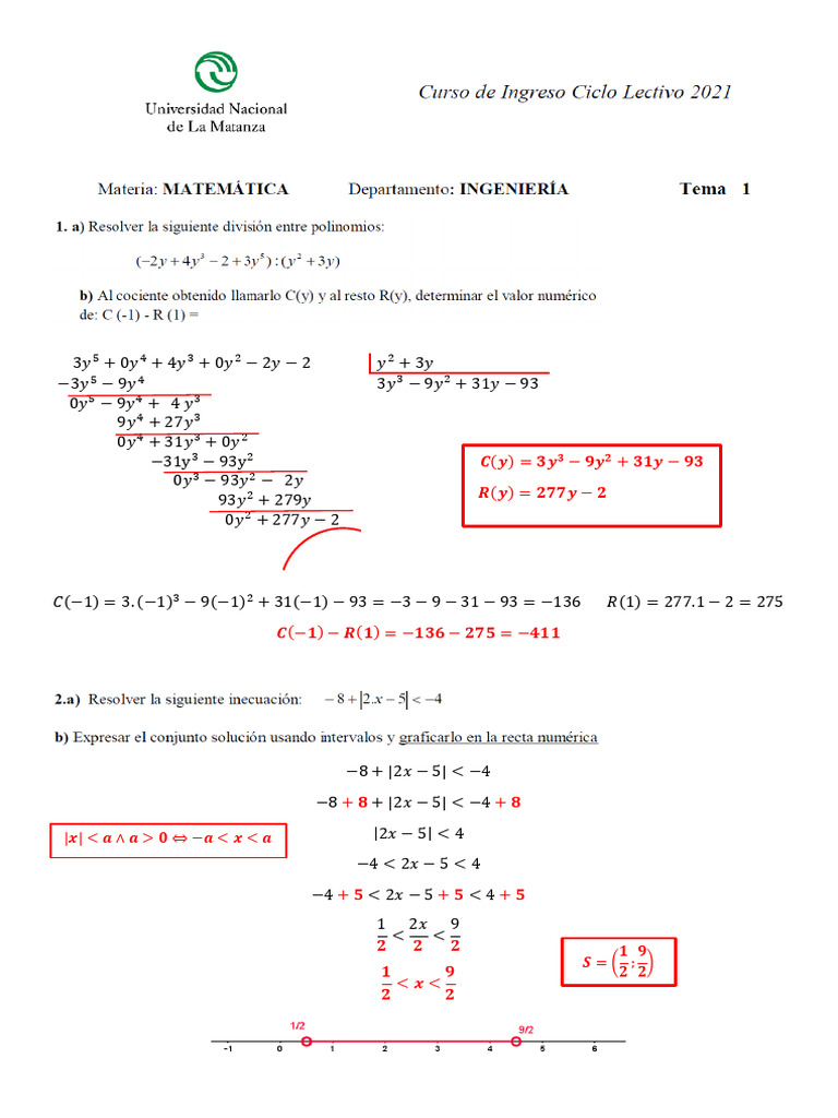 Examen Final Matematica Tema 1 | PDF