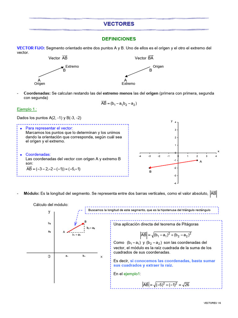 Definición y Cálculo de Vectores | PDF | Vector Euclidiano | Álgebra