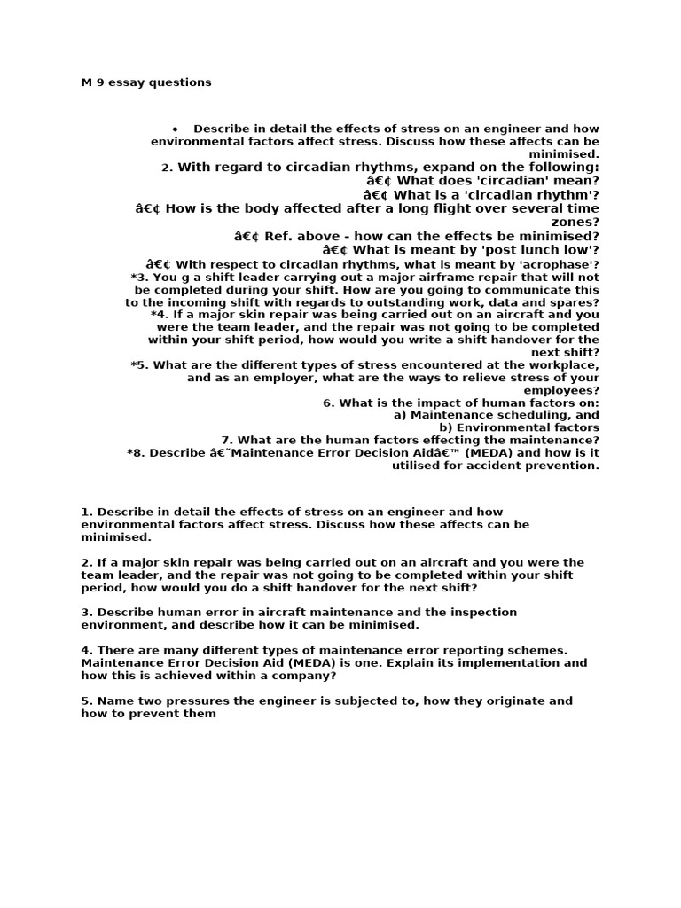 M 9 Essay Questions | PDF | Aviation