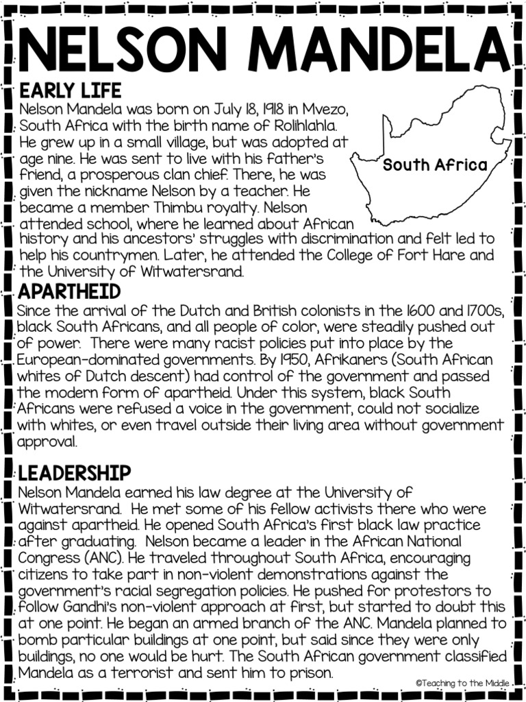 Nelson Mandela: Life and Legacy Overview | PDF | Nelson Mandela | Apartheid