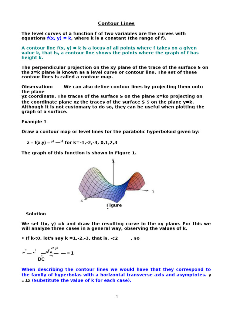 Contour Lines or Level Curves | PDF | Contour Line | Function (Mathematics)