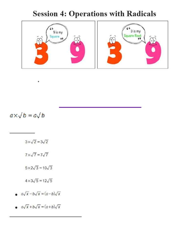 Session 4 Operations With Radicals | PDF