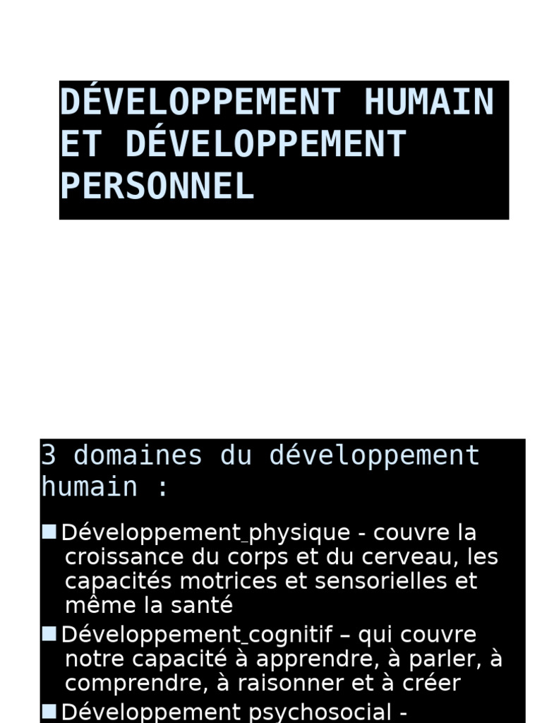 Développement de la personne et de soi | PDF | Psychologie du ...