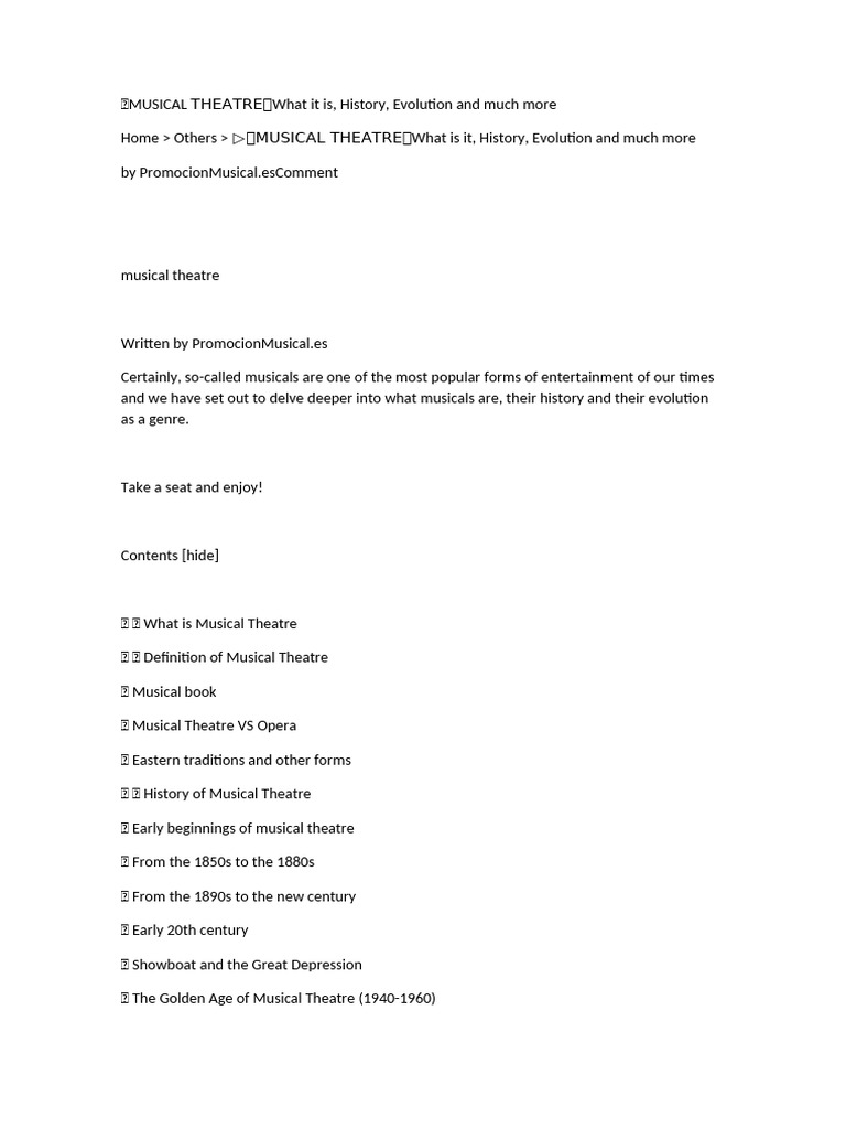 MUSICAL THEATER | PDF | Musical Theatre | Performing Arts